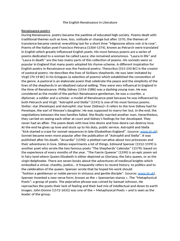 The English Renaissance in Literature | PDF