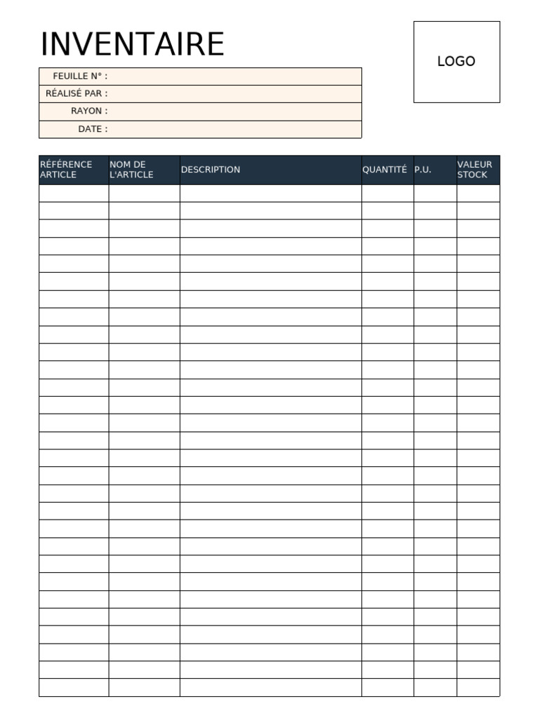 Modèle de fiche d'inventaire Excel | PDF