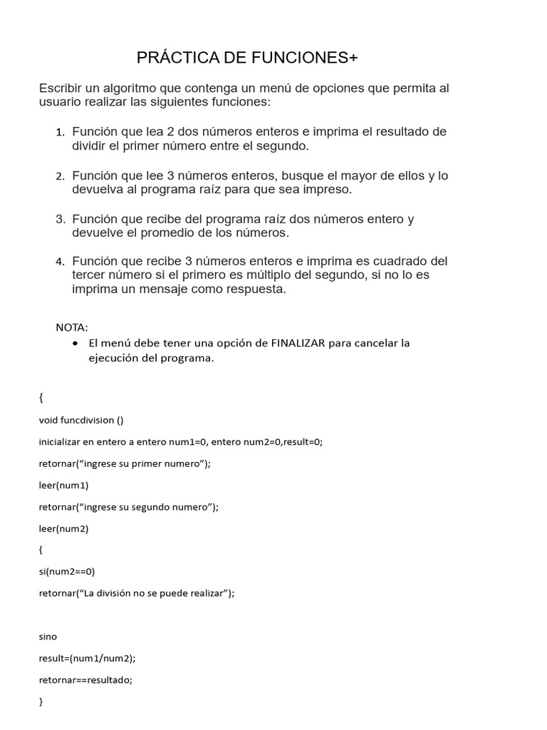 Práctica Funciones 3 2024-1 | PDF