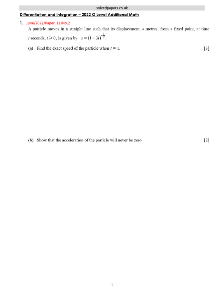 2022J Differentiation and Integration O Level 4037 Add Math | PDF