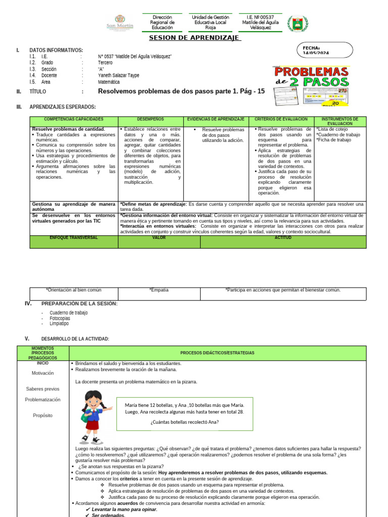 S.A Resolvemos Problemas de Dos Pasos | PDF