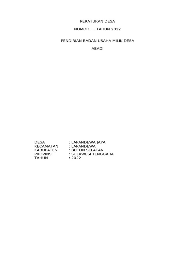 Draft Perdes BUM Desa | PDF