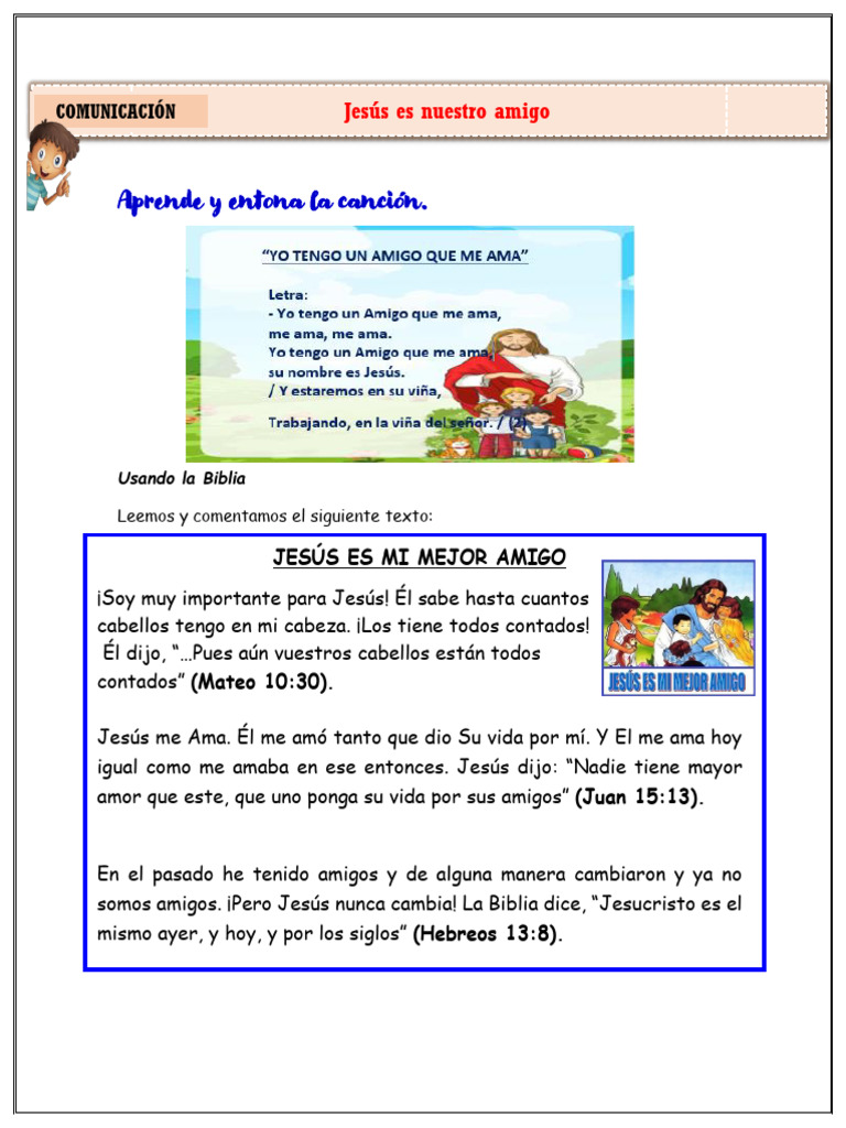 FICHA Jesús es nuestro amigo | PDF