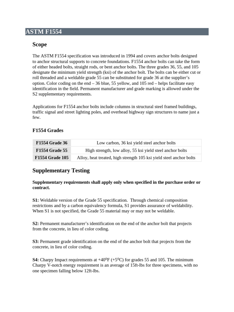 Astm F1554 | PDF
