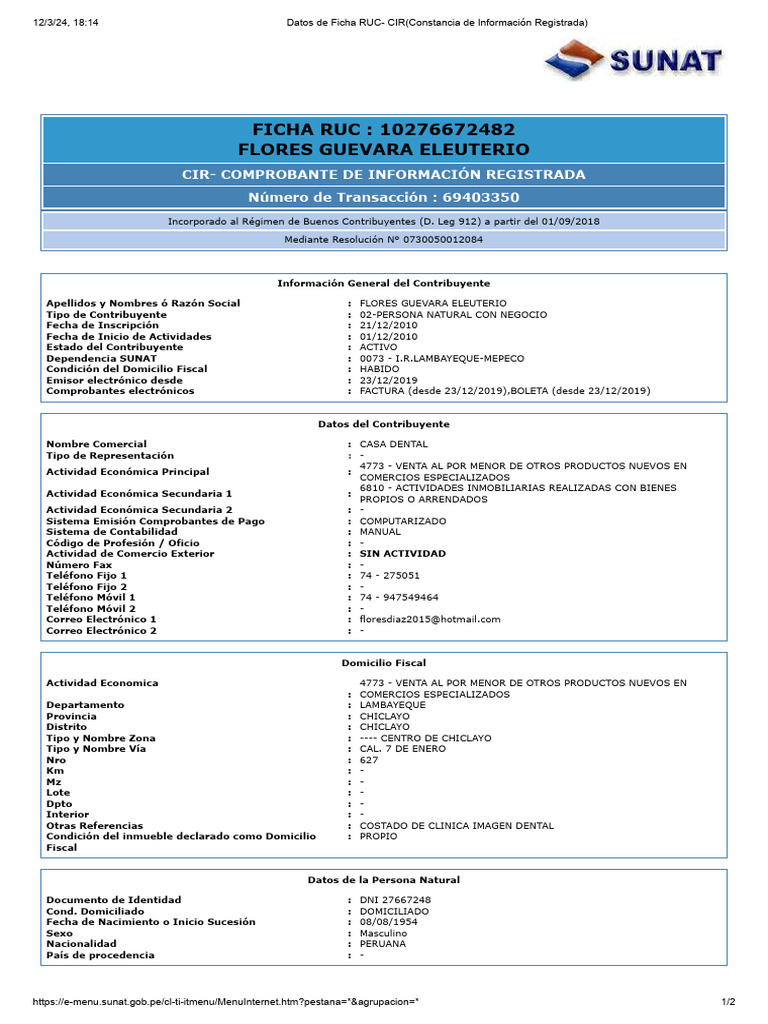 Ficha Ruc Actualizada | PDF