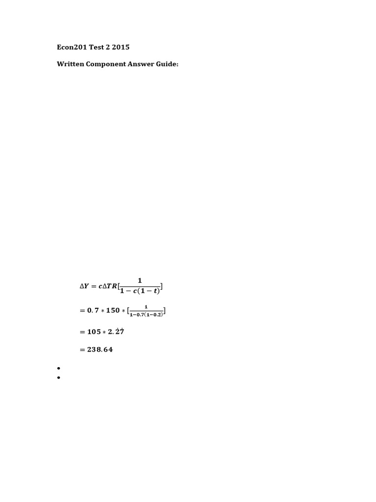 ECON201-205 Test 2 2015 Marking Memo | PDF
