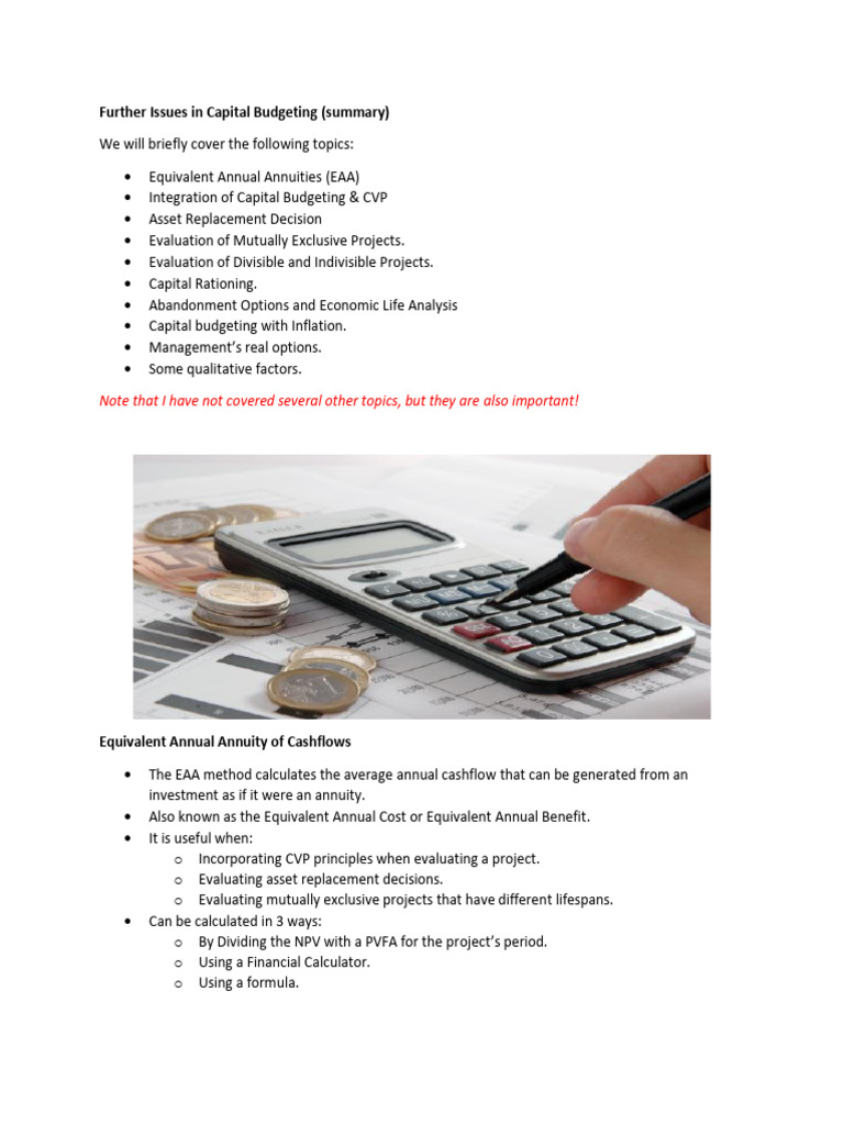Capital Budgeting Further Issues | PDF