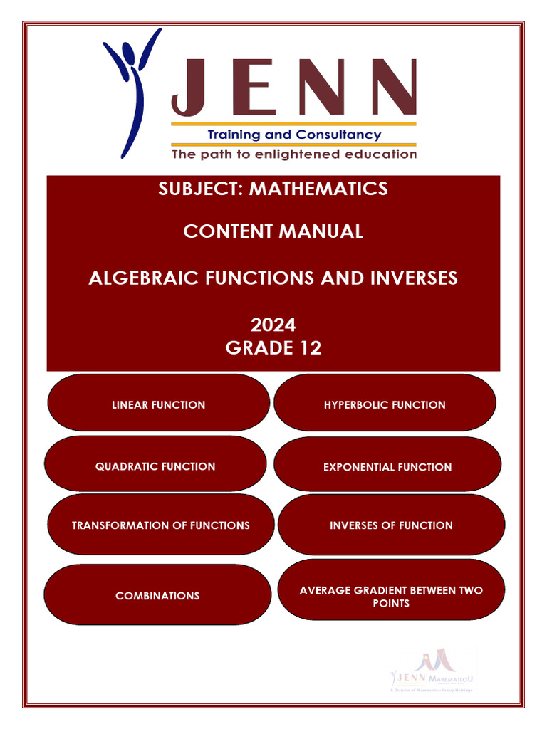 Grade 12 Functions Content Manual 2024 | PDF