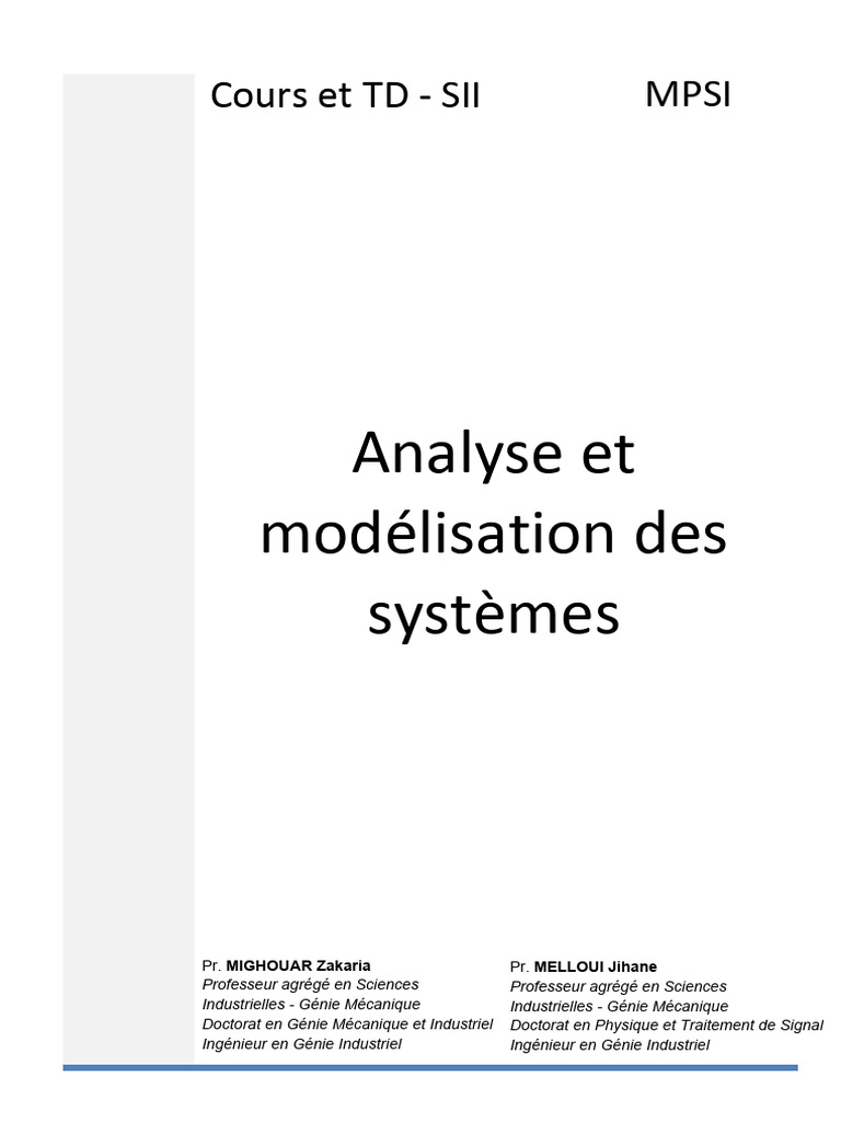 Cours MPSI - Analyse Et Modélisation Des Systèmes 2022 | PDF