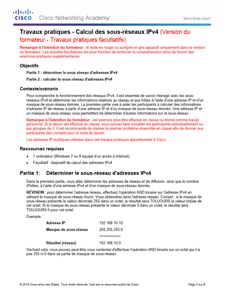 8 1 4 6 Lab Calculating Ipv4 Subnets Ilm Pdf