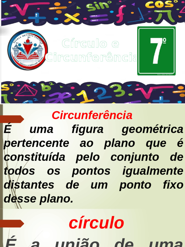 D11 - CIRCUNFERÊNCIA E CÍRCULO. 8º Ano | PDF