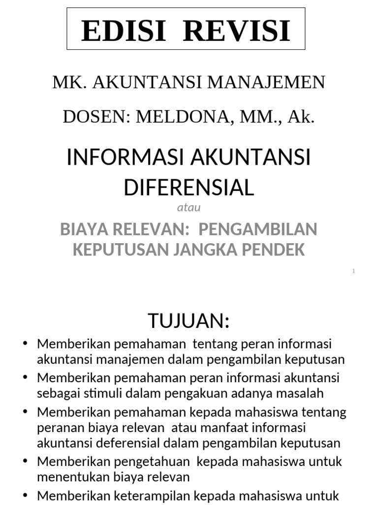 4 Informasi Akuntansi Diferensial - Biaya Relevan | PDF
