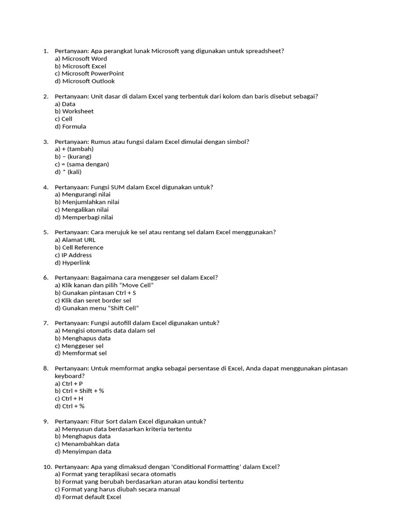 Soal Excel Informatika | PDF