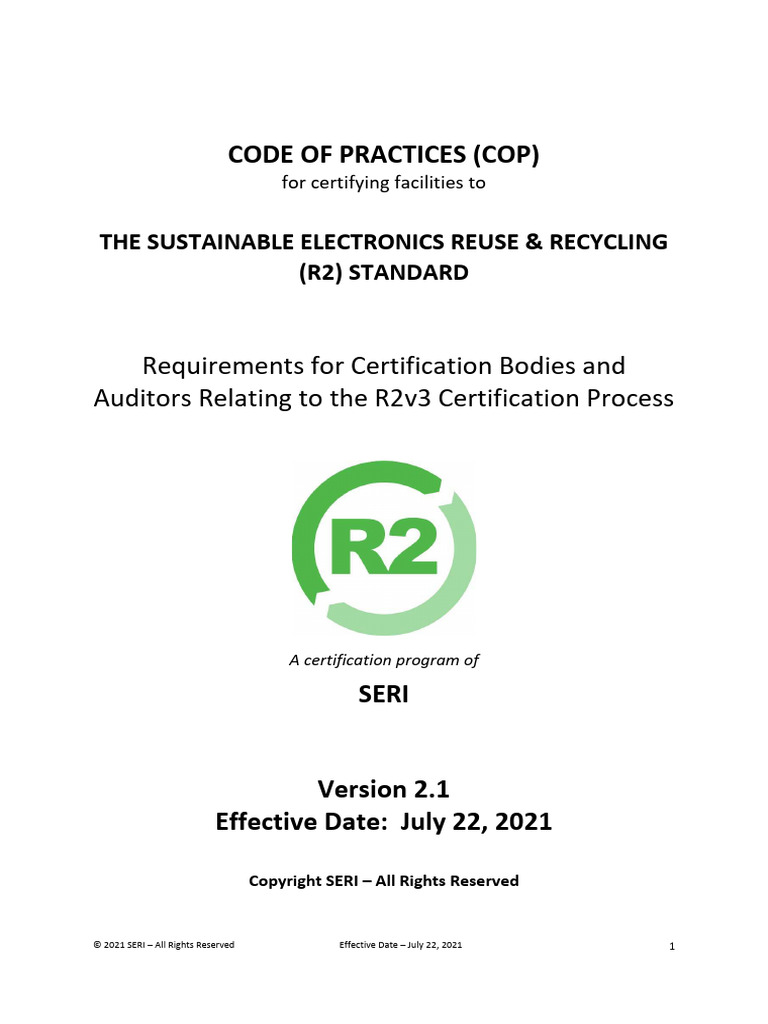 SERI R2v3 COP Version 2.1 | PDF
