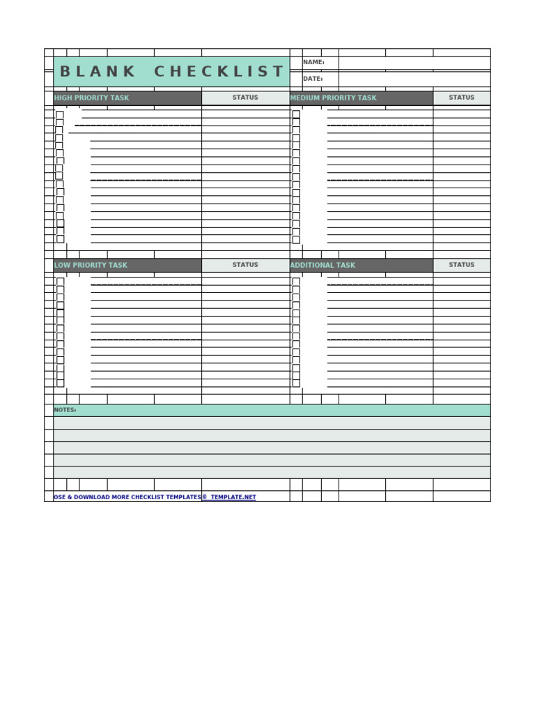 Blank Checklist Template | PDF