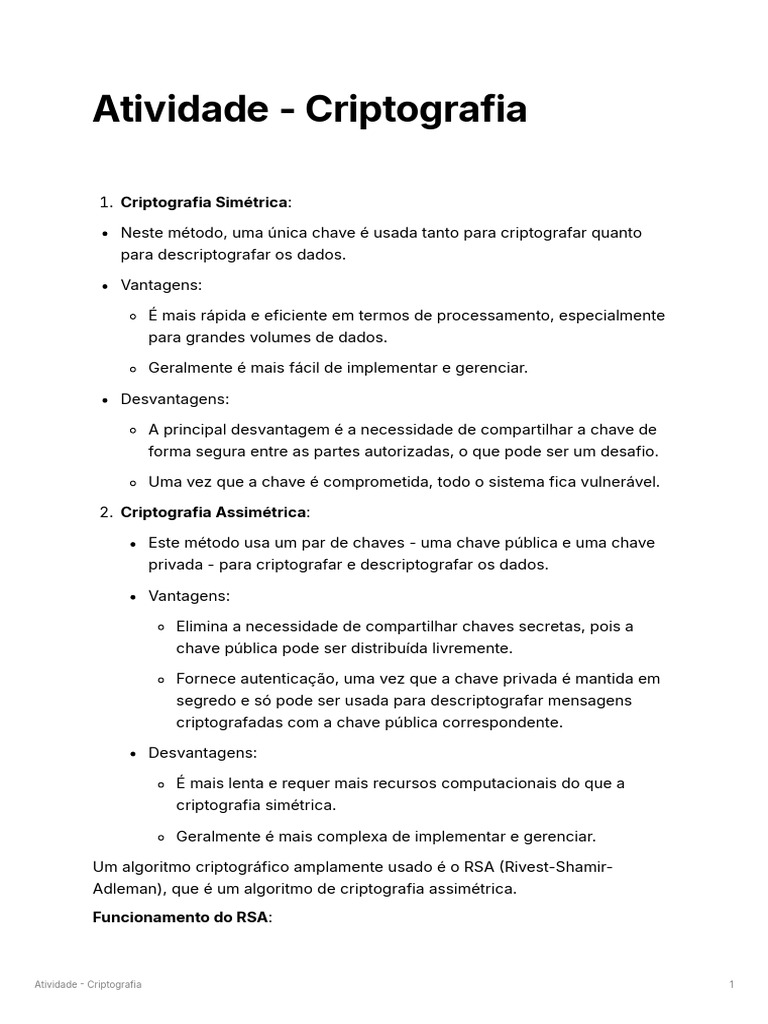 Atividade Criptografia | PDF