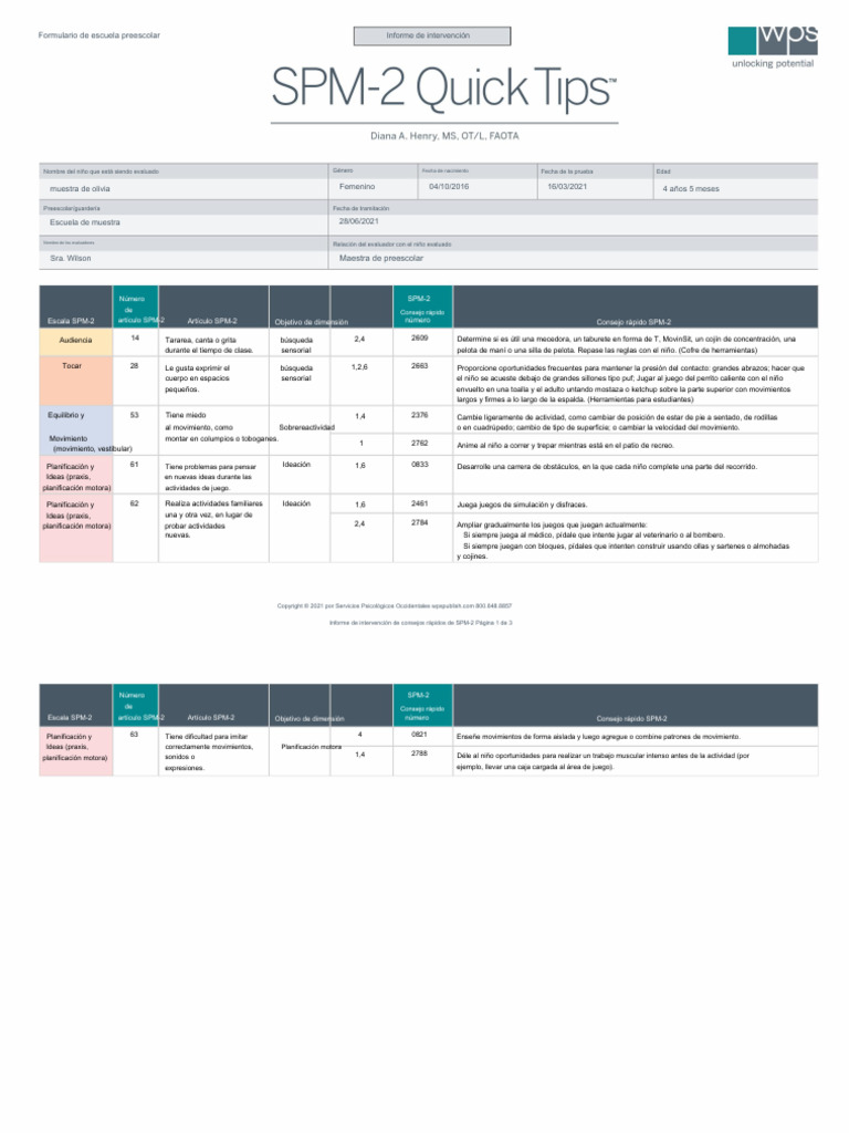 spm-2 Quick Tips Intervention Report Sample | PDF