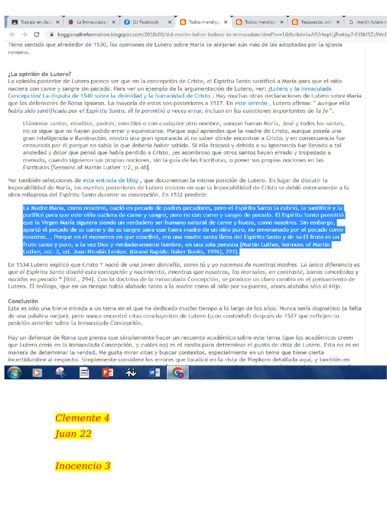 Lutero Dice Nuega La Inmaculada Concepcion | PDF