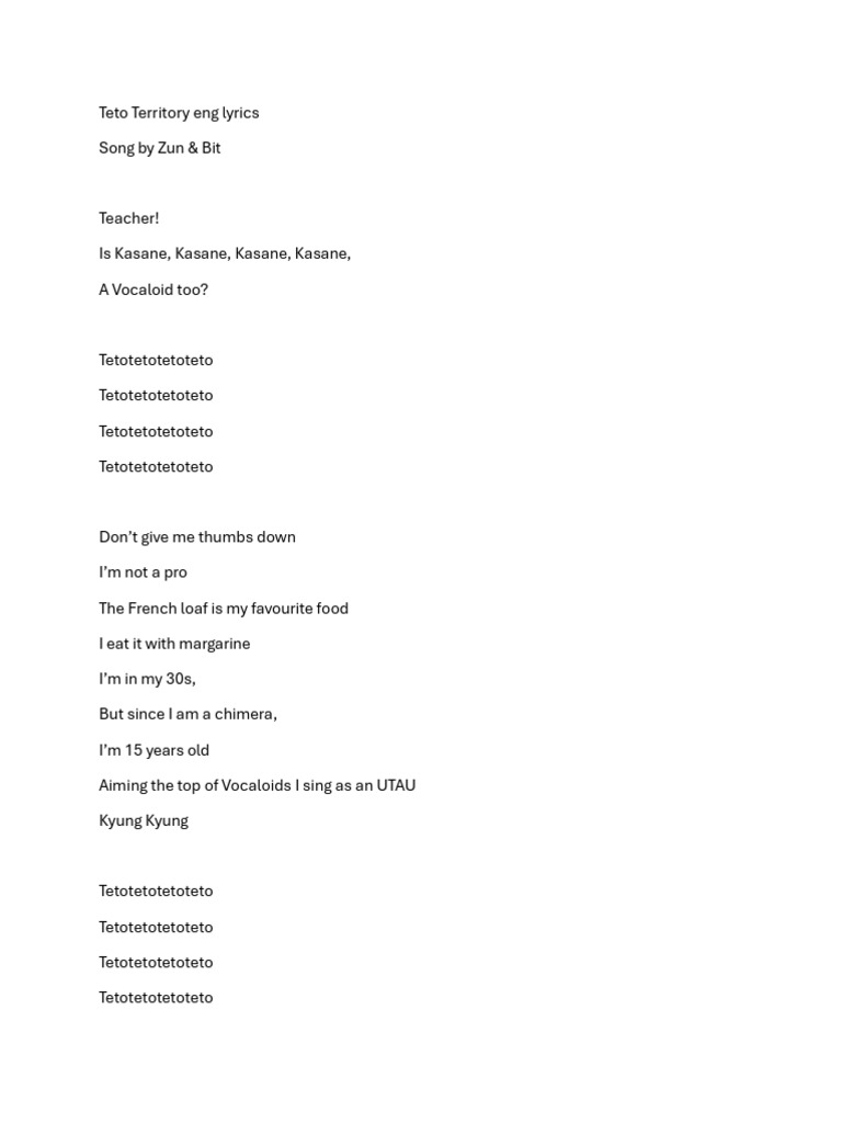 Teto Territory eng lyrics | PDF