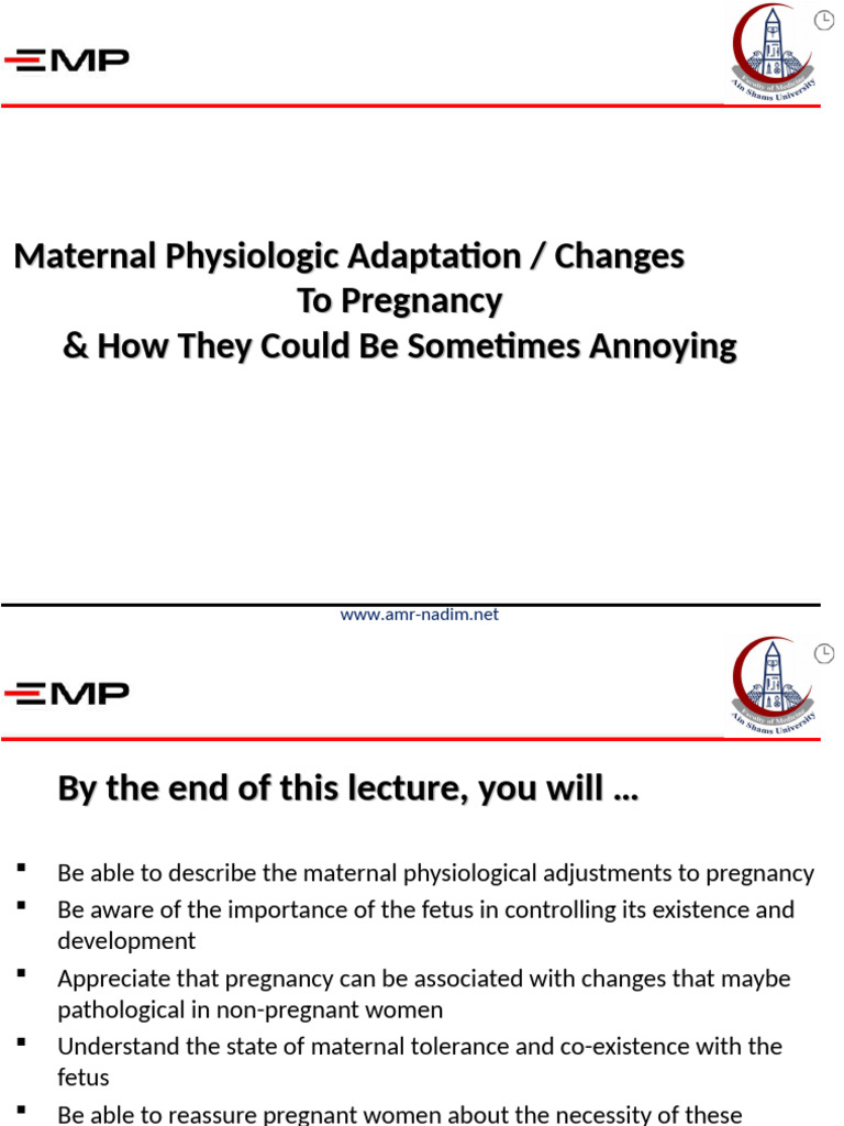 Maternal Physiologic Adaptation To Pregnancy | PDF