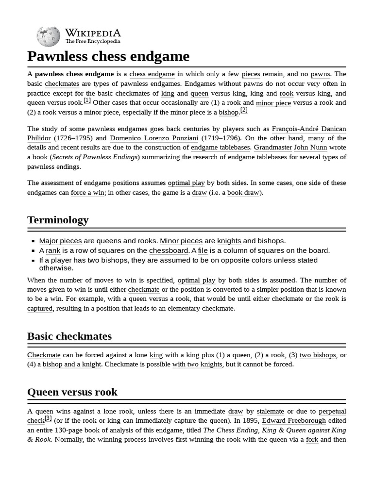 Pawnless Chess Endgame | PDF
