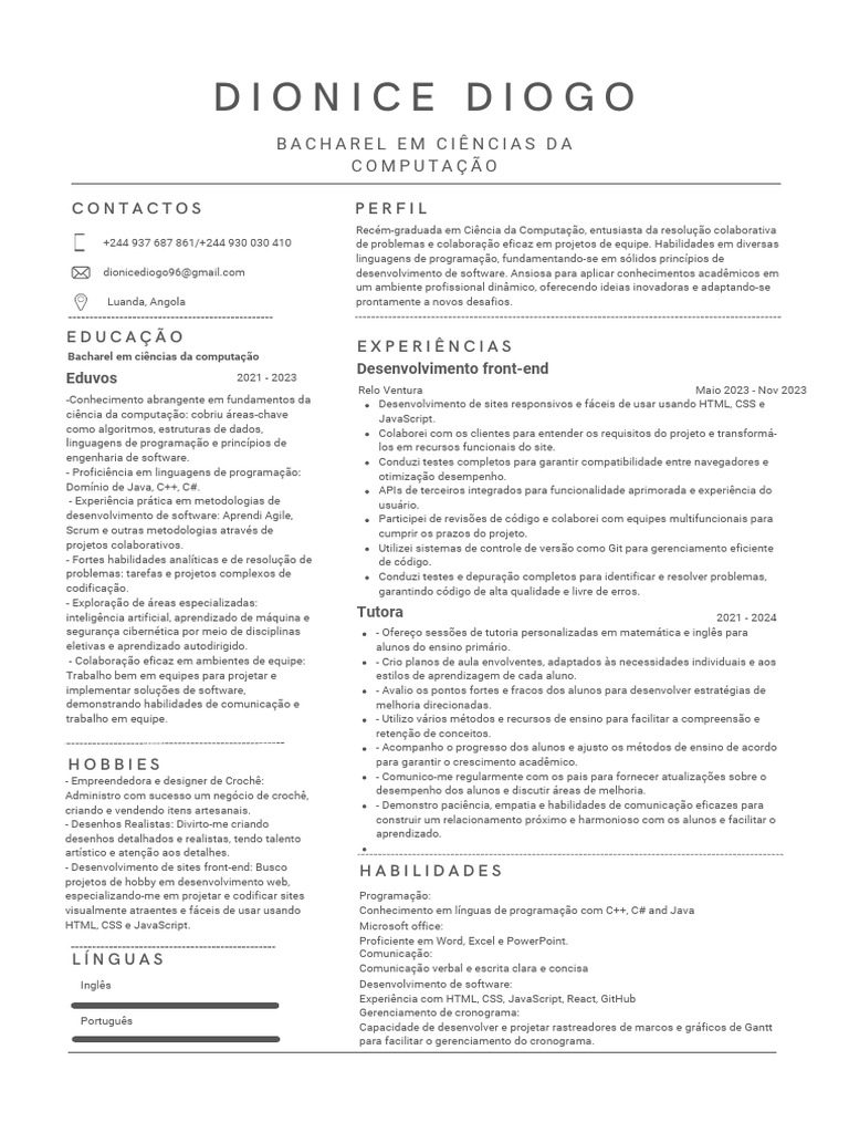 CV & Cover Letter (Portuguese) | PDF