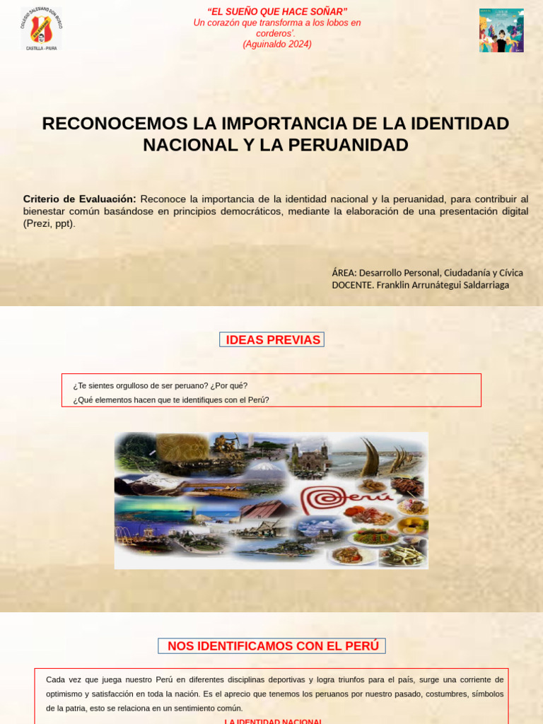 Reconocemos La Importancia de La Identidad Nacional y La Peruanidad | PDF