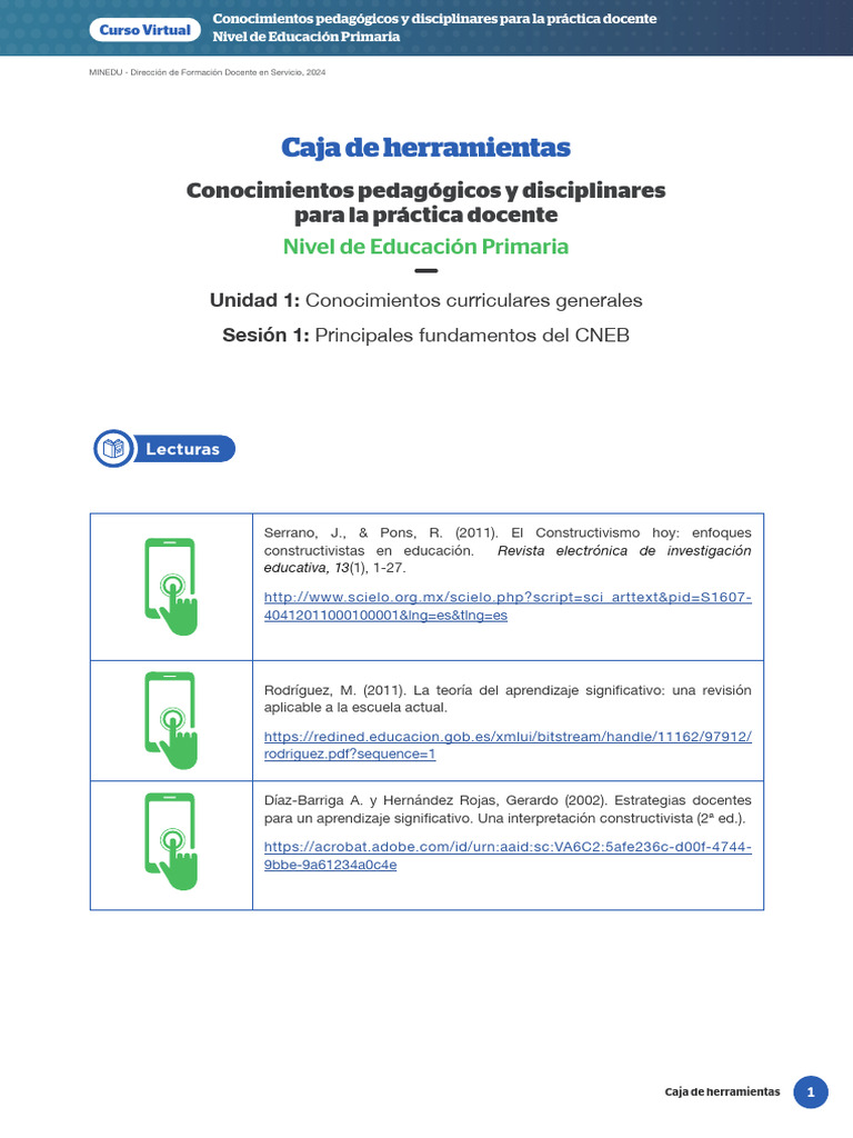 Caja de Herramientas U1S1 - Primaria | PDF | Plan de estudios | Constructivismo (filosofía de la ...