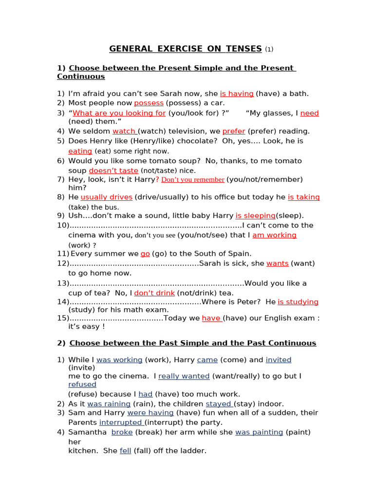 General Exercise On Tenses | PDF