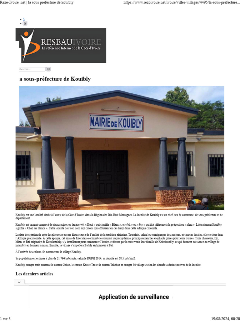 La Sous Prefecture de Kouibly | PDF