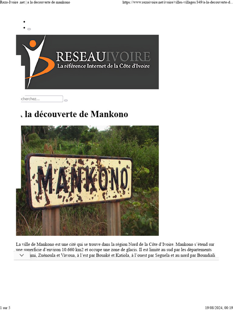 Rezo-Ivoire .Net - A La Decouverte de Mankono | PDF