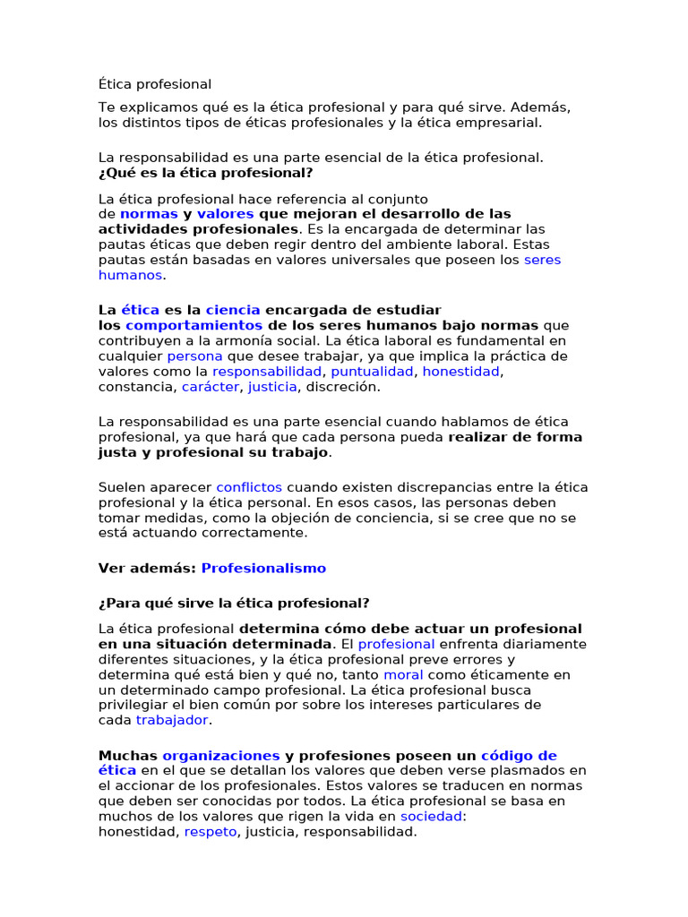 ETICA PROFESIONAL | PDF