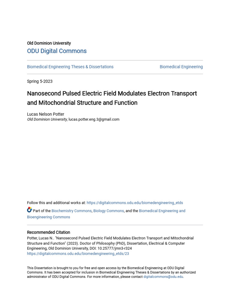 Nanosecond Pulsed Electric Field Modulates Electron Transport and | PDF