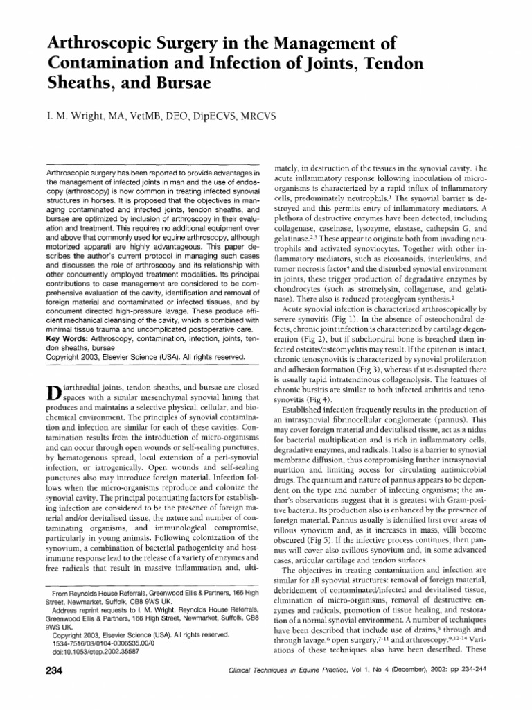 Arthroscopic Surgery in The Management of Contamination and Infection ...