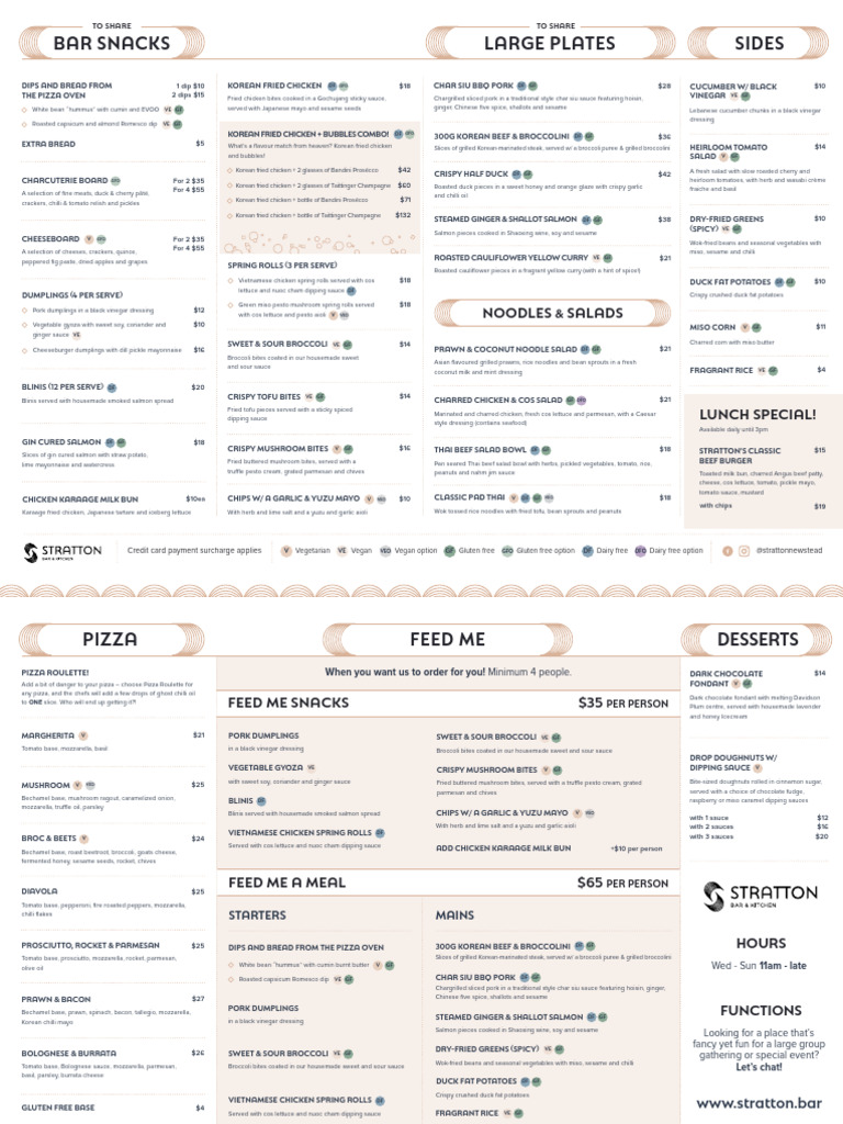 Stratton Food Menu B4 | PDF
