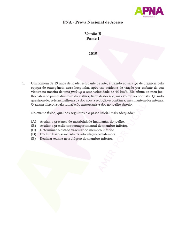 Exame Pna 2019 Parte I | PDF