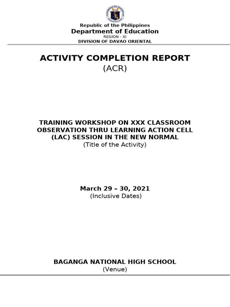 Activity Completion - Division Level | PDF | Teachers | Learning