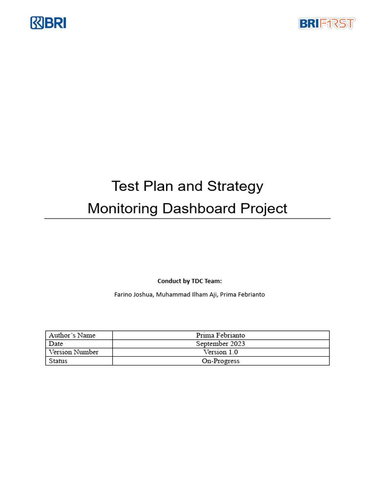 Test Plan - TDC Monitoring Dashboard | PDF