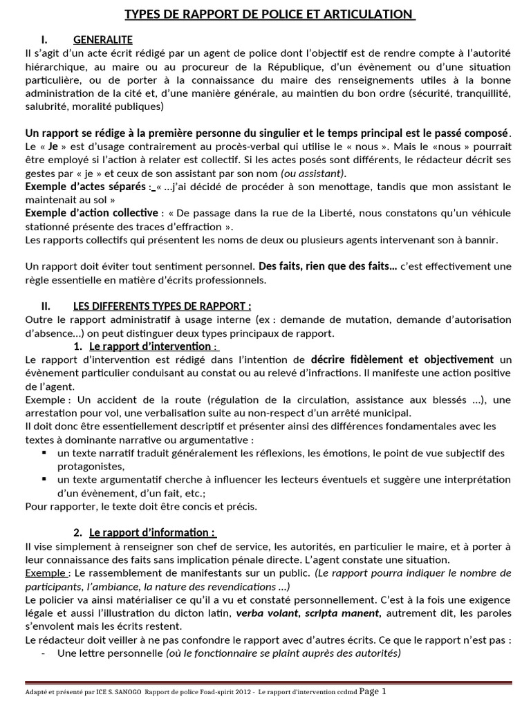 RAPPORT DE POLICE-1-1-1 | PDF