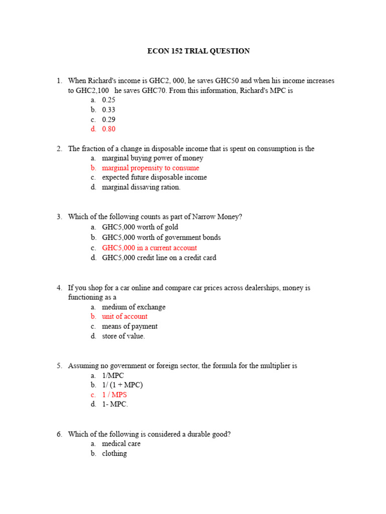Econ 152 Trial Question | PDF