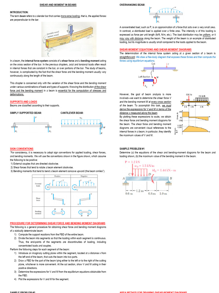 Notes Ce311statically Determinate Beams | PDF | Bending | Beam (Structure)