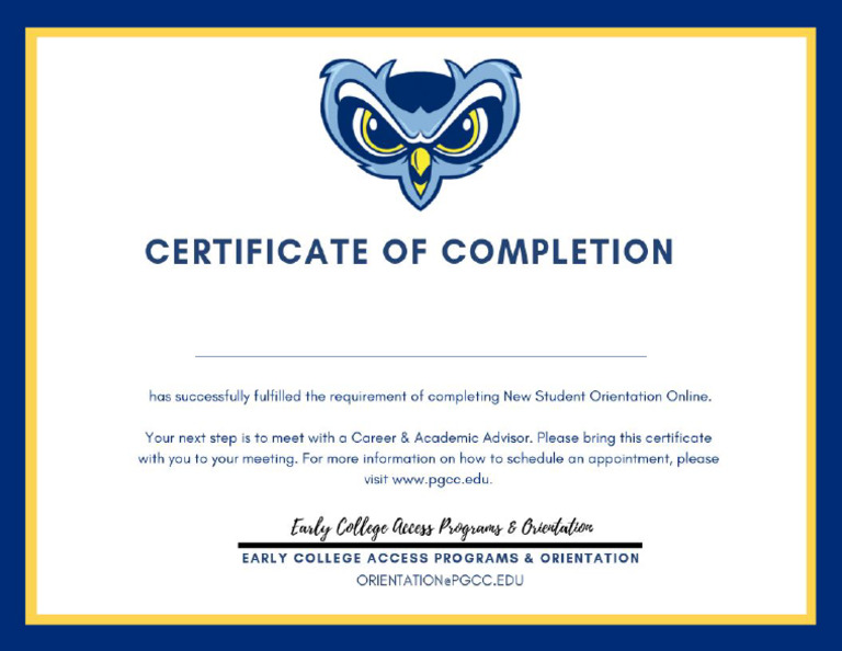 Orientation Certificate | PDF