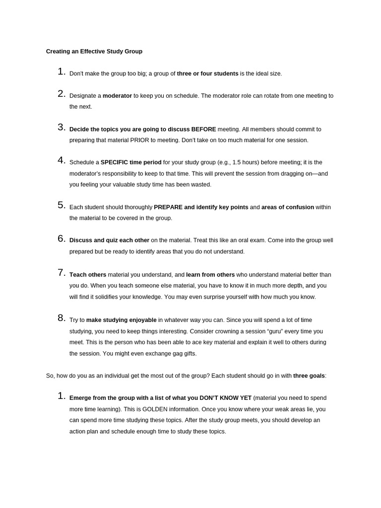 Creating An Effective Study Group | PDF Creating An Effective Study Group | PDF