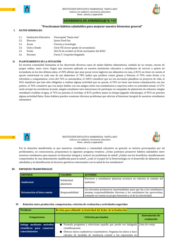 Eda 8 - Ciclo Vii | PDF | Investigación cuantitativa | Bienestar