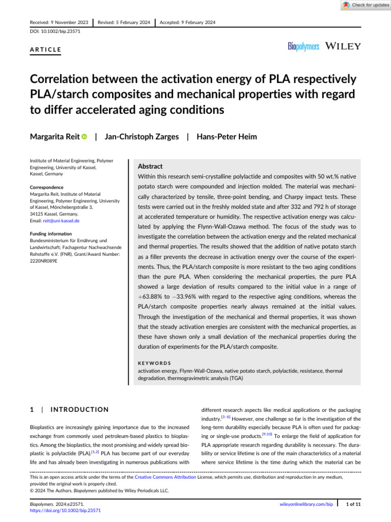 Biopolymers - 2024 - Reit - Correlation Between The Activation Energy ...