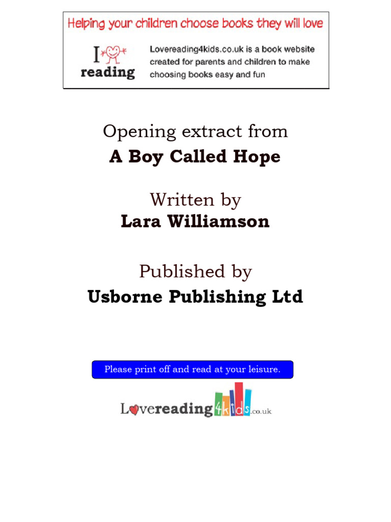 A Boy Called Hope Extract | PDF