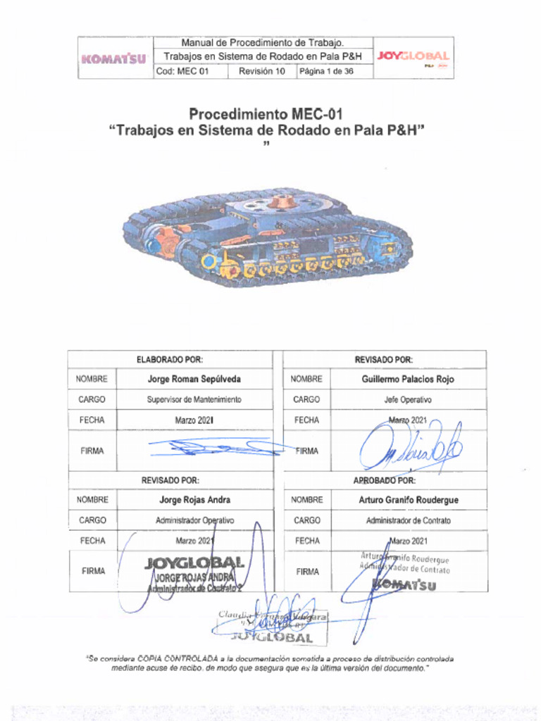 MEC 01 - Trabajos en Sistema de Rodado en Pala P&H - 2021 | PDF