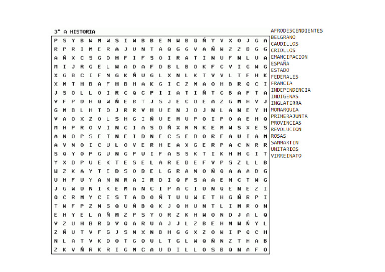 Sopa de Letras 3° A | PDF