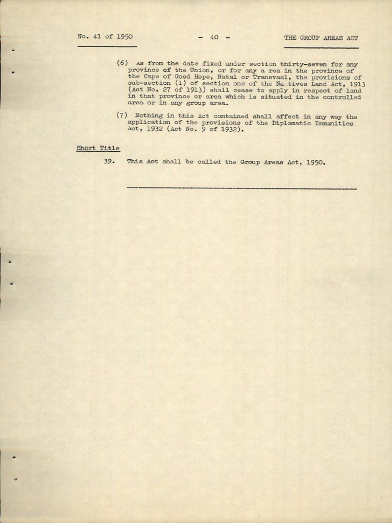 Group Areas Act of 1950 Overview | PDF | Apartheid | Law