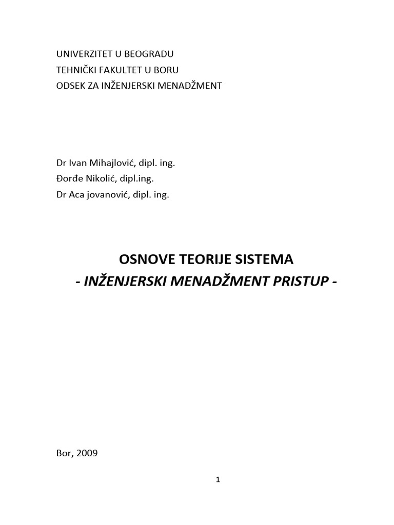 Teorija Sistema Skripta 2013 | PDF